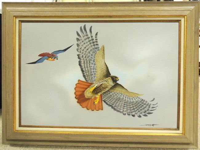 D. Nicholson Miller painting depicting a red tailed haw