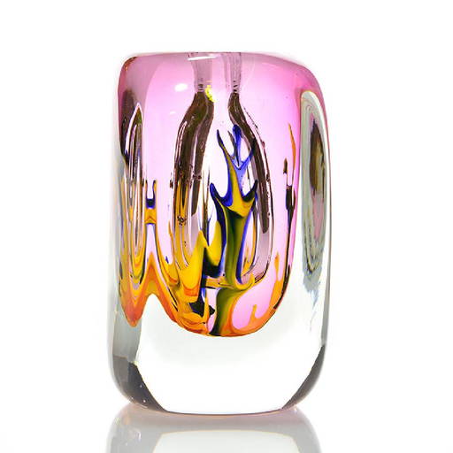 Early Labino Paperweight Vase Flames, 4 Inches, 1977,