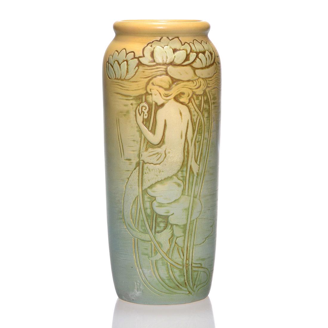 Weller Cameo Jewel vase, mermaid and fish, 12 3/4" - Jun 01, 2019 ...