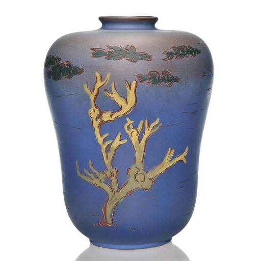 Weller Dickens Ware Vase, 11 Fish, Seaweed, 10”