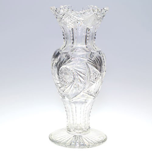 American Brilliant Fry cut glass vase, 11 3/4", marked