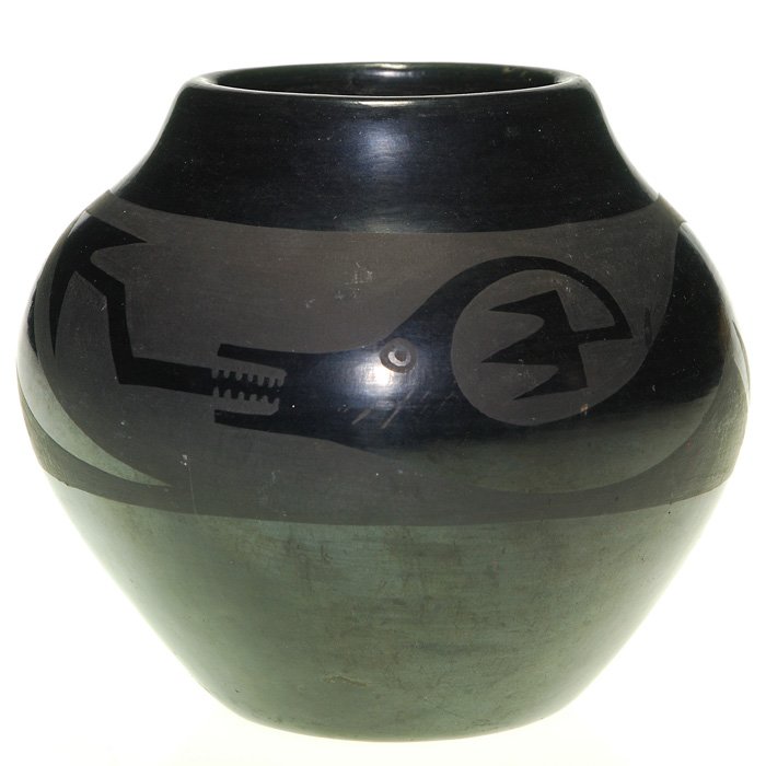 Juan Tafoya San Ildefonso Pottery, Serpent, 4 5/8”