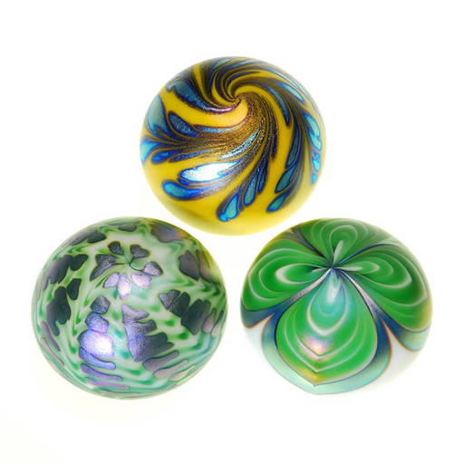3 Early Lotton Paperweights, Charles & Daniel, 2 1/4”