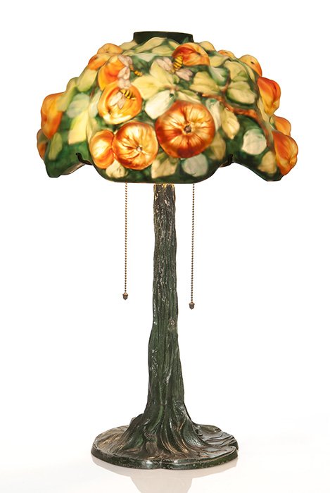 Pairpoint Puffy "Apple Tree" lamp, 16"D, 25"Tall