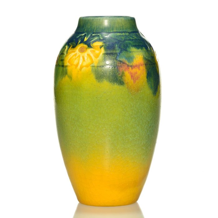 Rookwood carved mat vase, Lincoln, 1918, 6 5/8"