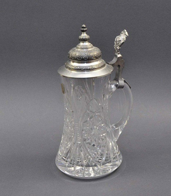 Lead Crystal Tankards, Pewter Lid 0,5 L With A Fine Not