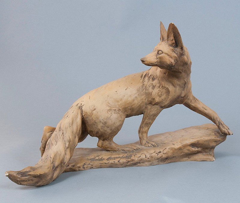 Ceramic Sculpture, Depiction Of Creeping Fox, Signe