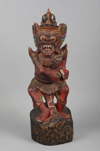 Garuda Indonesian Demon Figure, Wood, Hand Carved And C
