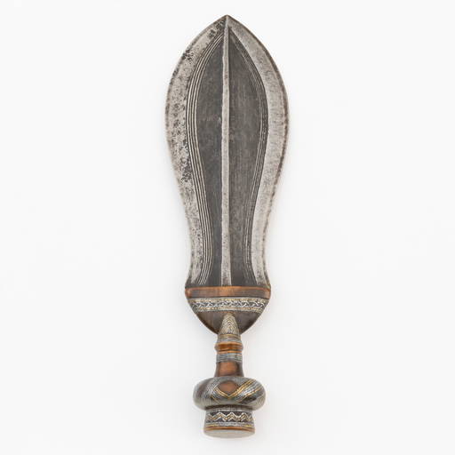 Congolese Iron, Wood, Tin And Copper Wire Ikul Kuba Dagger.