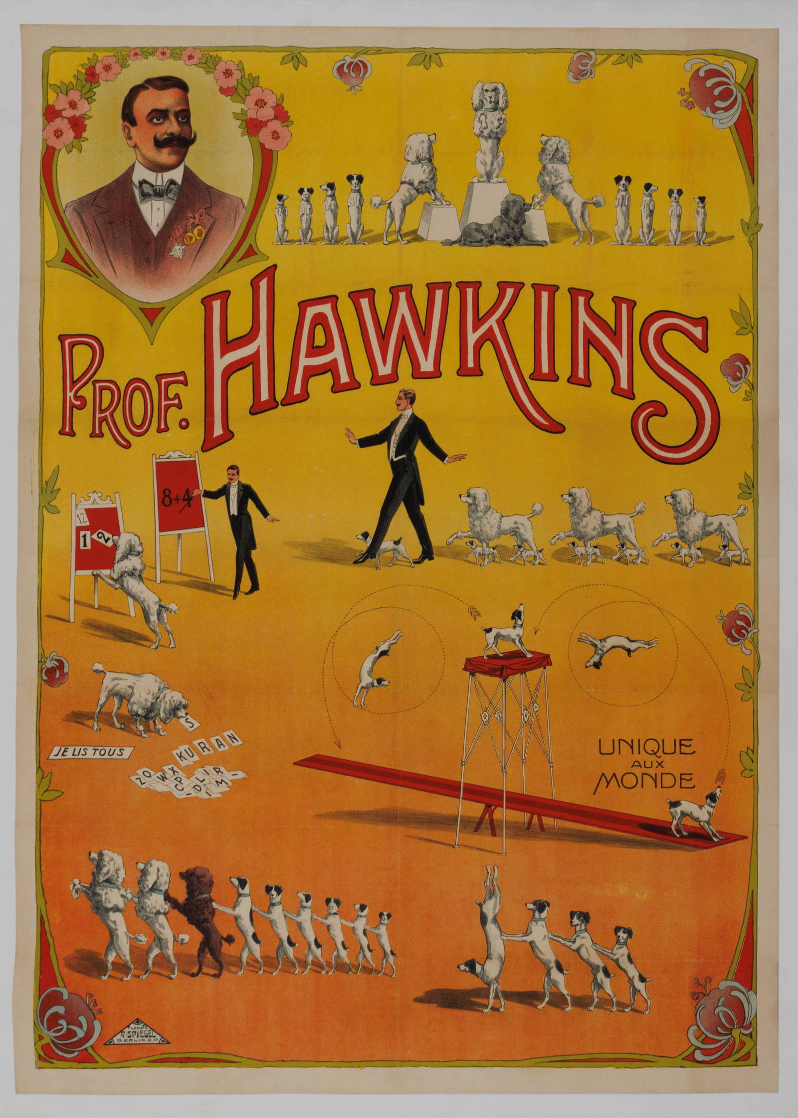 'prof. Hawkins Unique Aux (sic) Monde'. Poster. Colour Lithograph ...