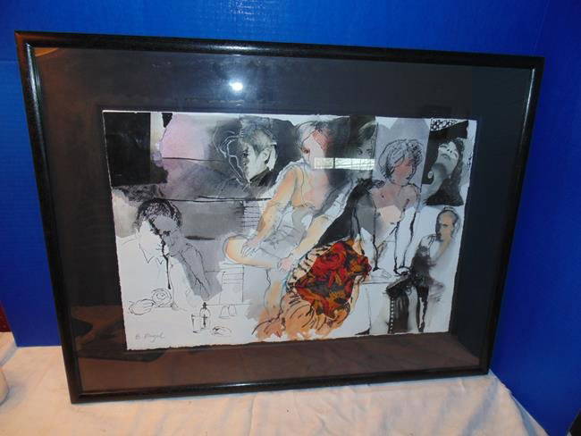 Mixed Media On Paper Signed B. Magal