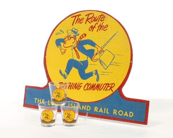 Long Island Railroad Commuter Sign And 3 Drinking