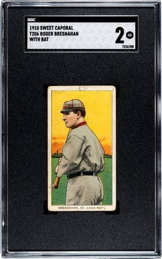 1910 Sweet Caporal T206 Roger Bresnahan Hof (with Bat), Sgc 2