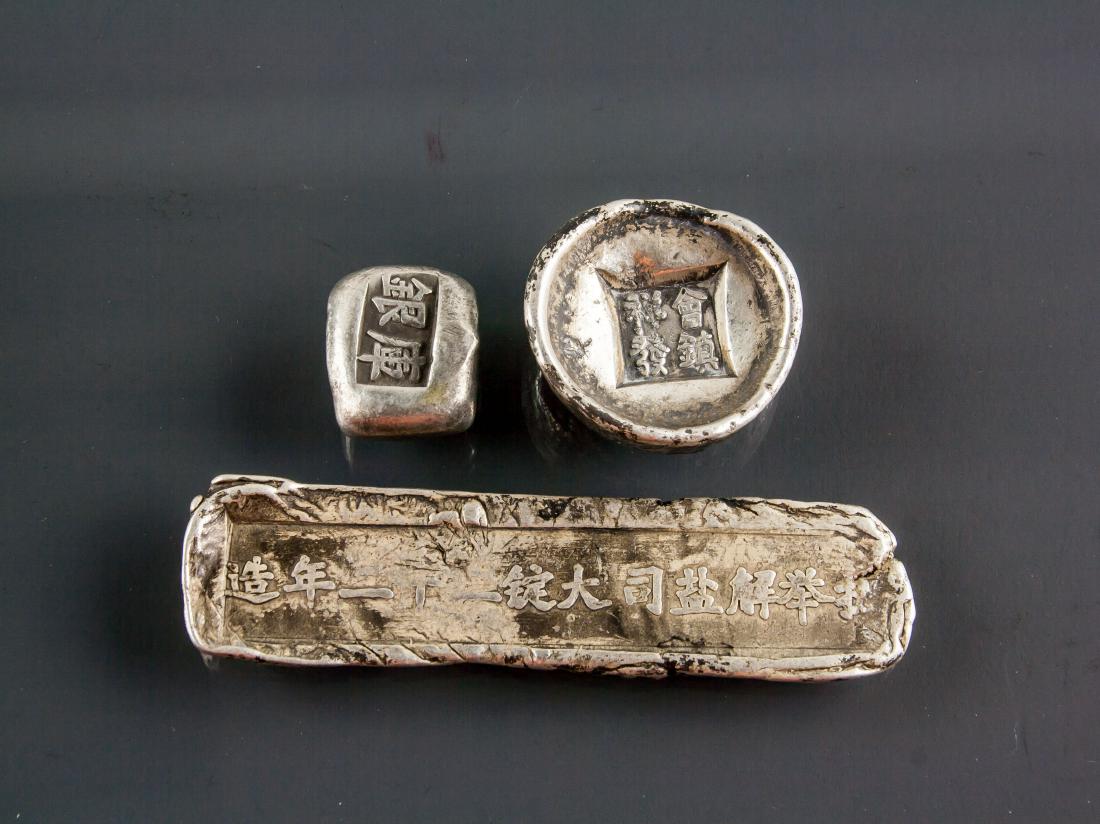 3 Assorted Chinese Silver Ingots