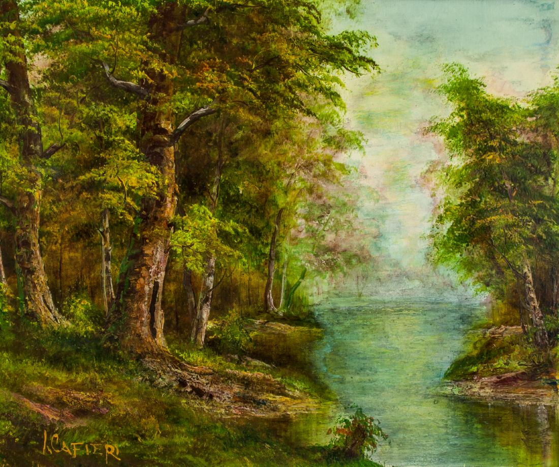 Irene Cafieri Oil On Canvas Forest Landscape