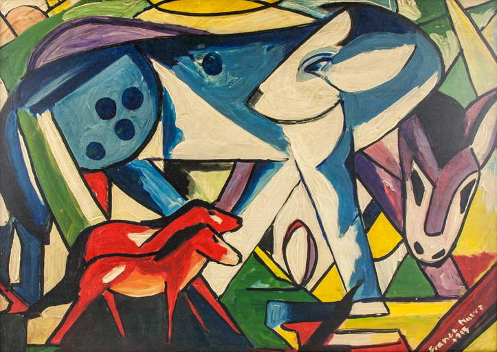 Franz Marc German Cubist Acrylic On Panel