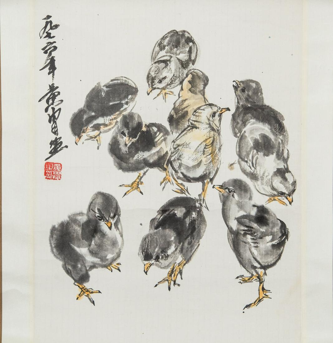 Huang Zhou 1925 1997 Chinese Watercolor Chicken