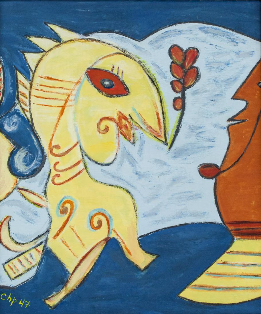 Carl Henning Pedersen Danish Modernist Oil Canvas