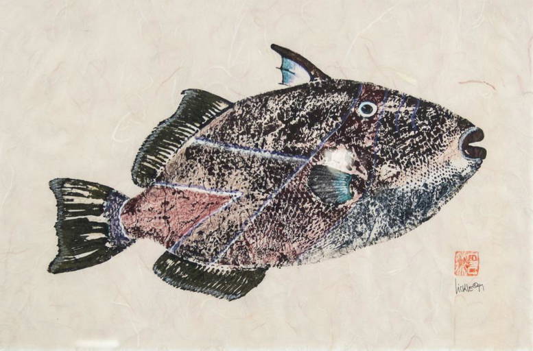 Hawaiian Fish Gyotaku Ink Signed Lickie '97