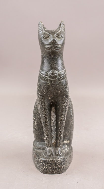 Egyptian Hardstone Carved Cat Made In Egypt