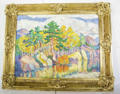 Birger Sandzen (1871-1954) Colorado Oil On Canvas 1936 Auction
