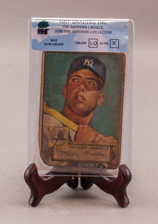 1952 Mint Raw Grade 1.0 Mickey Mantle Rookie Card Auction
