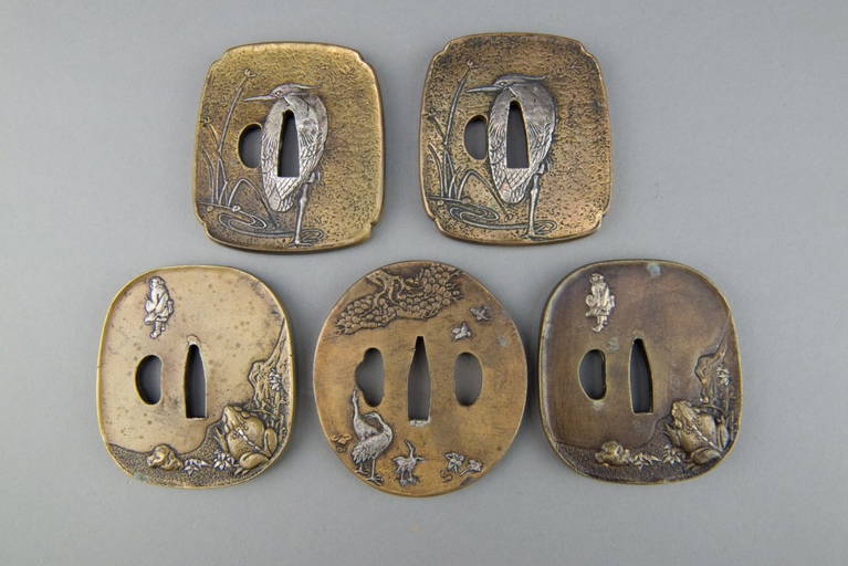 Set Of Five Japanese Sword Tsuba Form