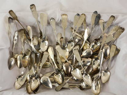 Large Group Of Coin Silver Spoons
