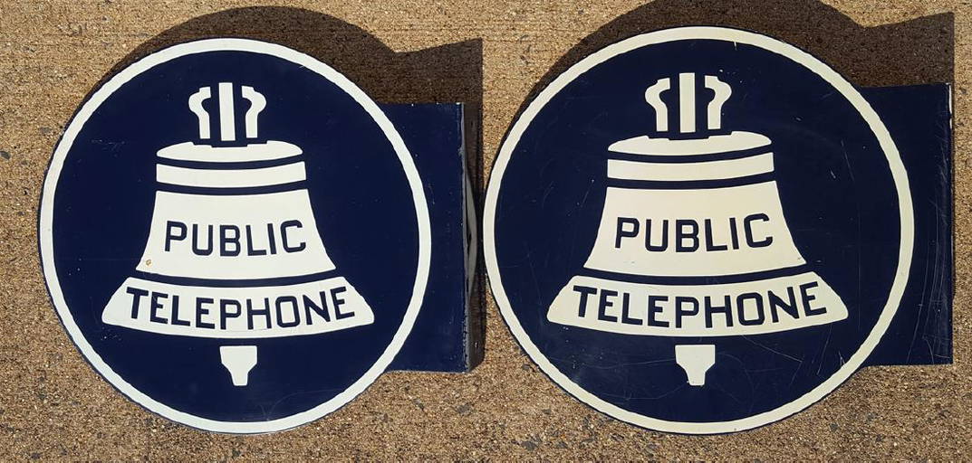 Two Public Telephone Flange Signs