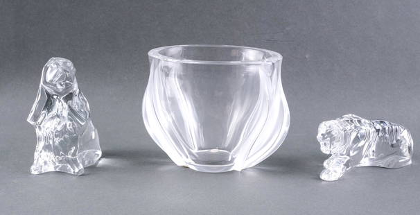 Three Piece Animal Themed Art Glass Paperweights