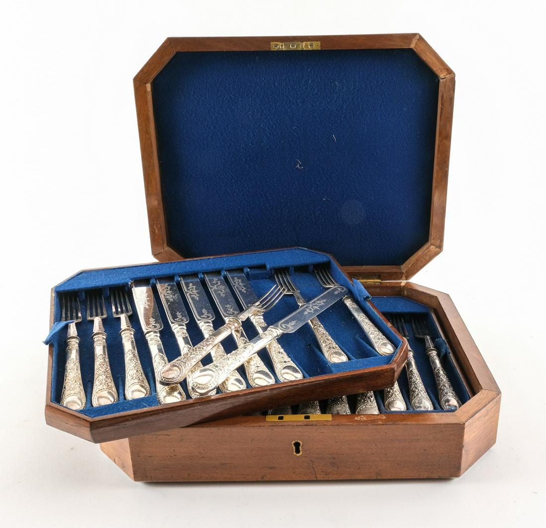 A Cased Set Of Sheffield Silver Flatware