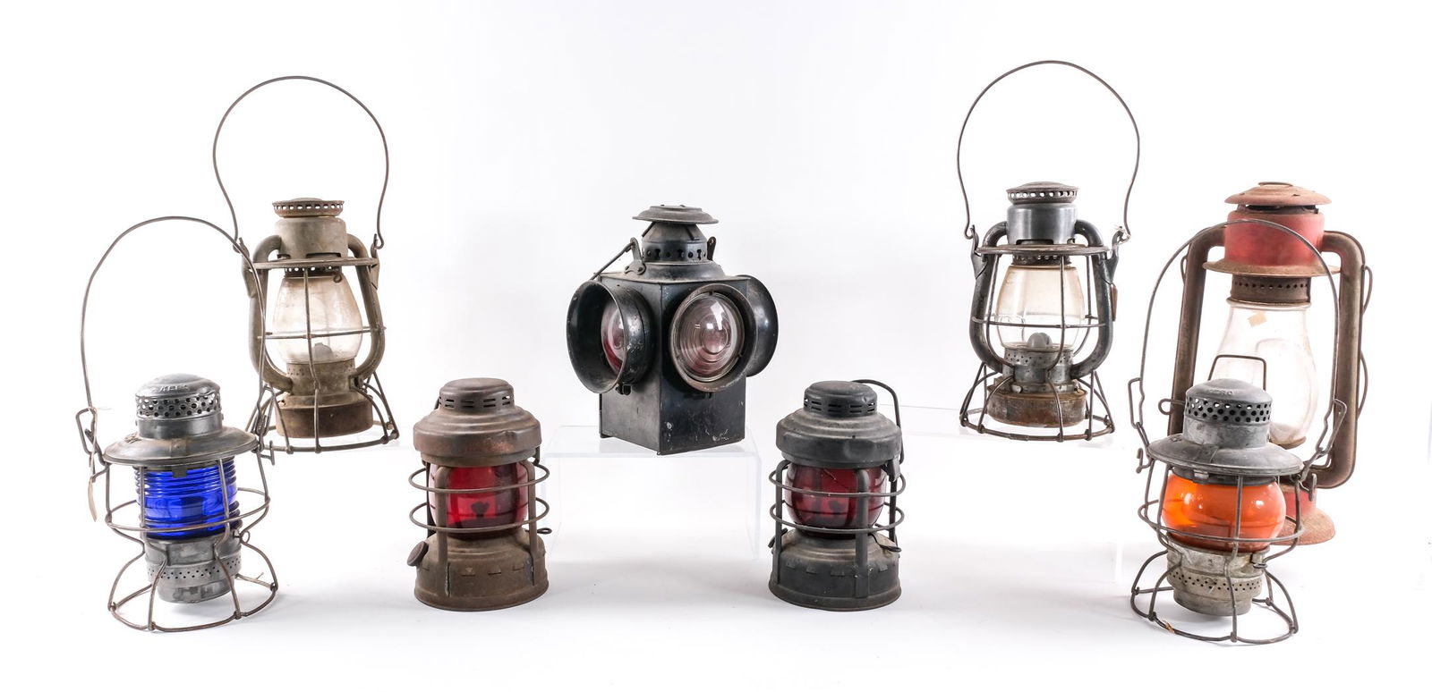 8 Vintage Railroad Lanterns