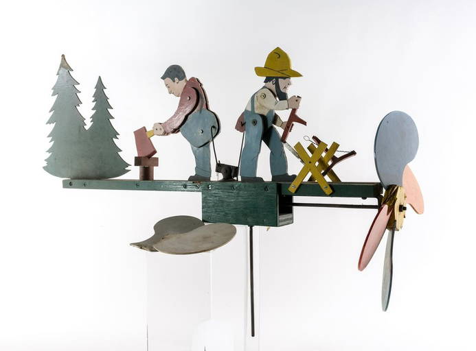 Vintage Whirligig w/ Woodsmen (#0378) on Dec 31, 2022 | Nest Egg Auctions in CT