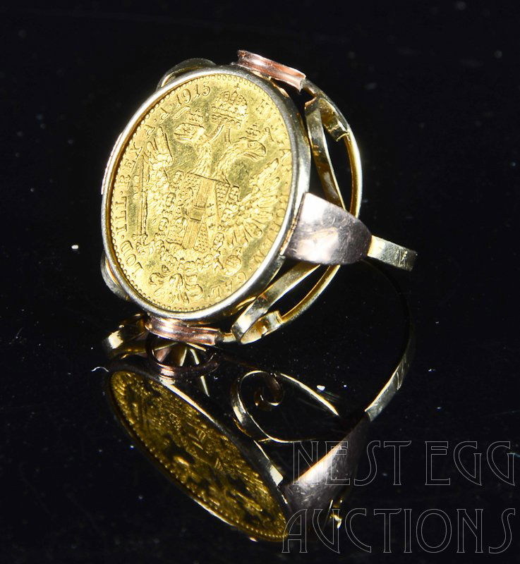 14K Gold Ring set with 1915 Austrian Gold Ducat