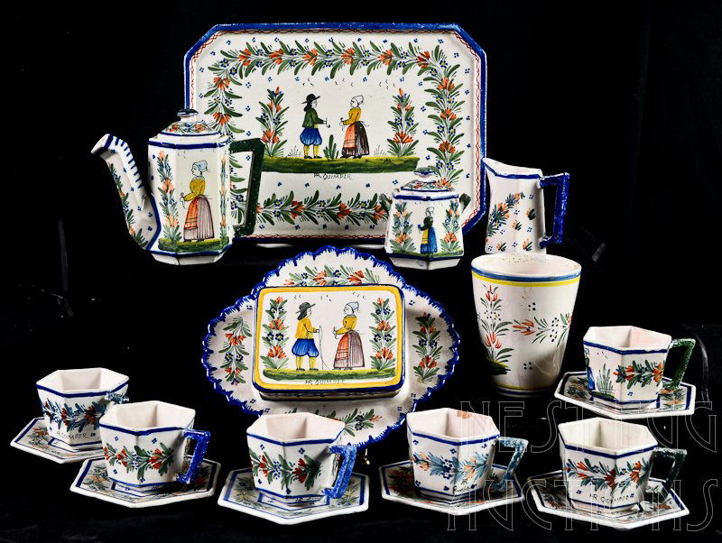 18 pcs HR Quimper Pottery