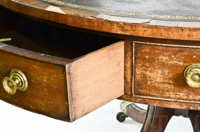 George III Leather Top Round Library Table : Lot 19
