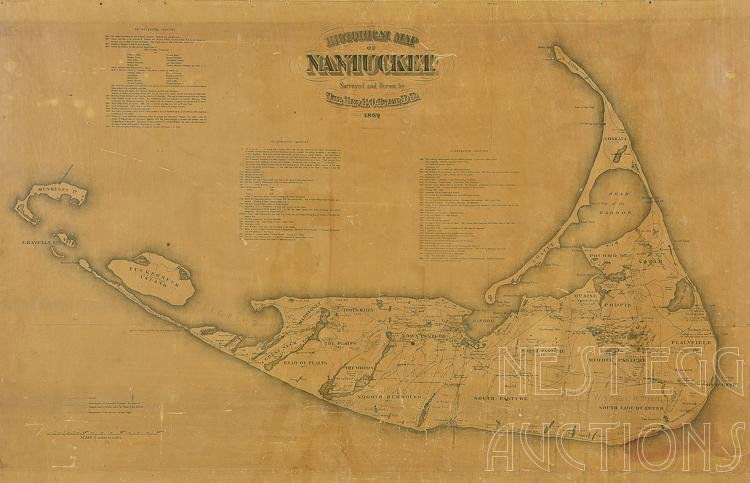 19th Century Historical Nantucket Map 1869