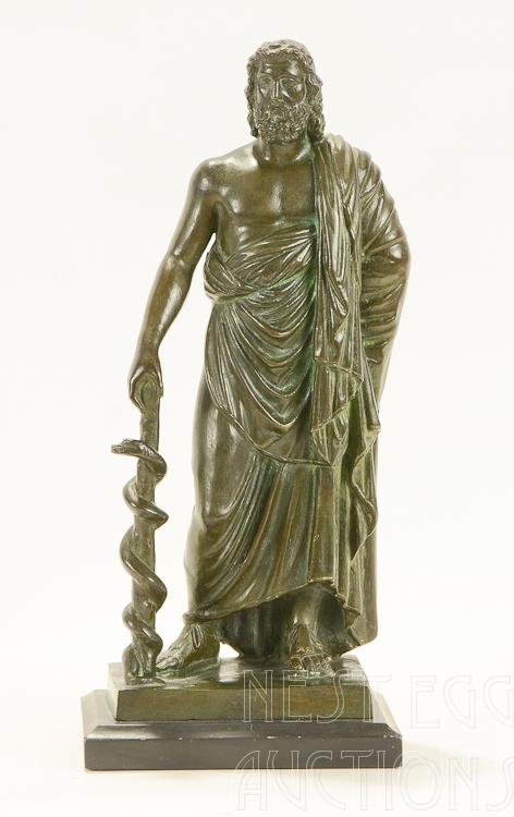 Classical Greek Bronze Figure: Serpent And Staff
