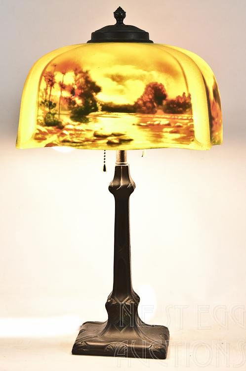 Pittsburgh Reverse Painted Scenic Lamp