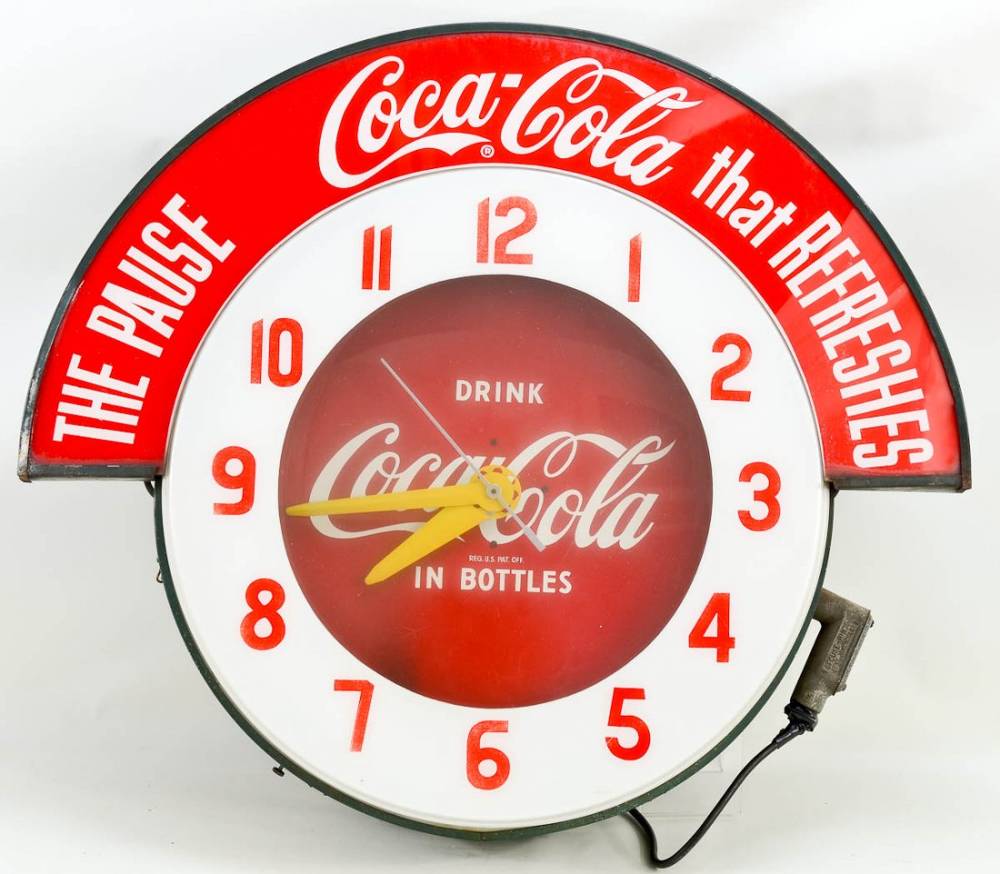 Original Coca Cola Clock Sign - Mar 26, 2016 | Nest Egg Auctions in CT