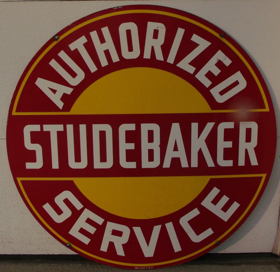 Studebaker round porcelain sign