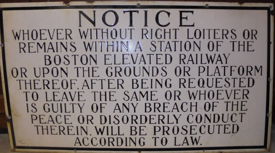 Boston City Railway Porcelain Station Sign
