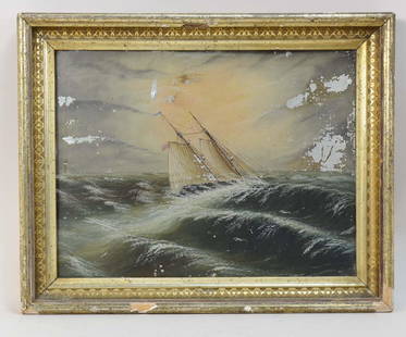 Huth, Julius. Ship In Distress Large Framed Maritime Oil On Canvas ...