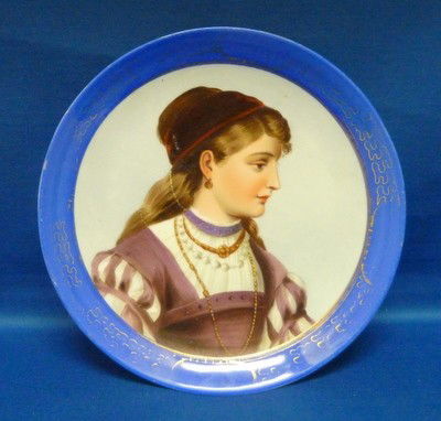 Antique French Handpainted Portrait Plate