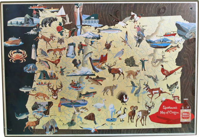 Blitz Weinhard Beer Lithograph Cardboard Mounted