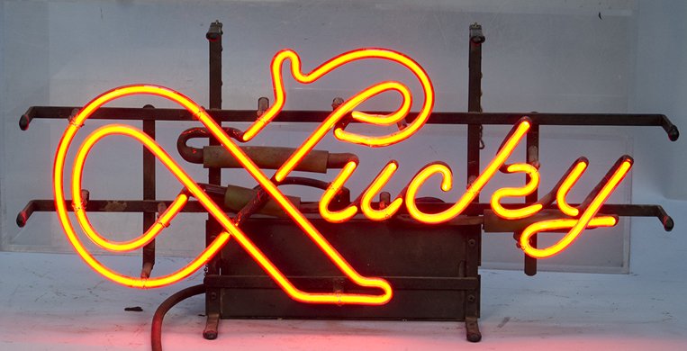 52: "Lucky" Red Neon Sign - 22" x 10"