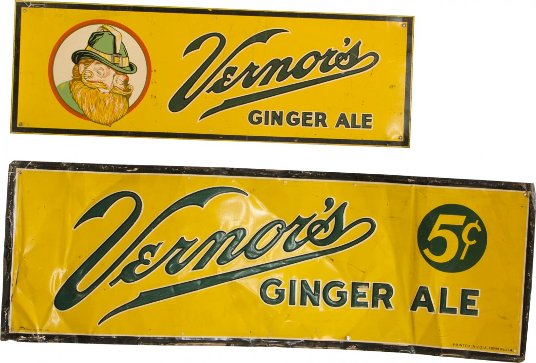 Lot Of 2 Vernor's Ginger Ale Signs