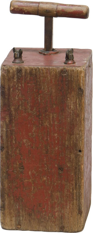 990: Antique Wooden Dynamite Blasting Machine Box