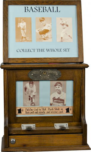 1 Cent Wood Baseball Card Exhibit Vending Machine By