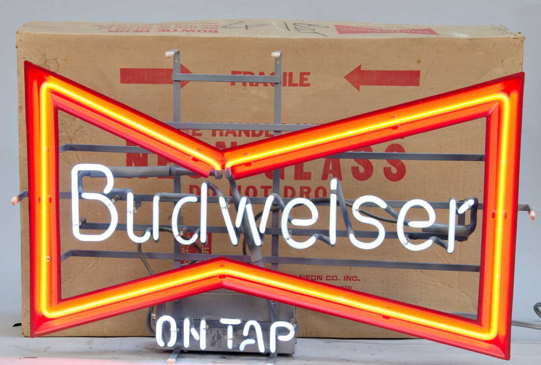 53 Budweiser On Tap Neon Bowtie Sign By Anheuser Busch